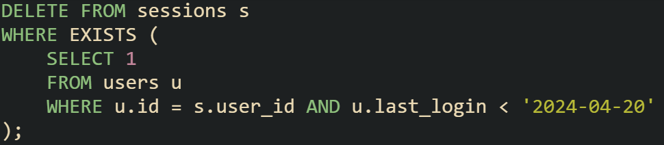Delete Rows Based on a Join Condition