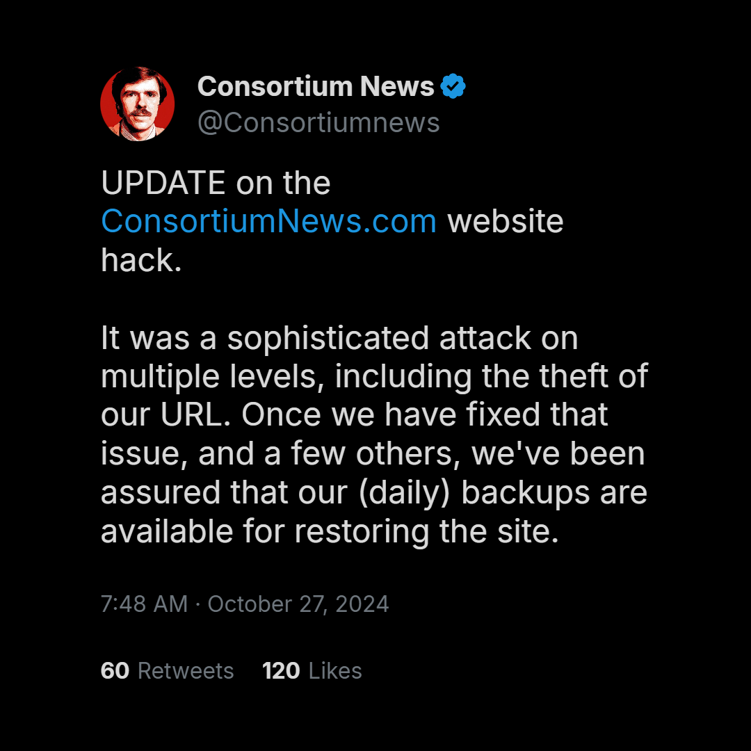UPDATE: Consortium News Website is Back! | BREAKING: Consortium News ...