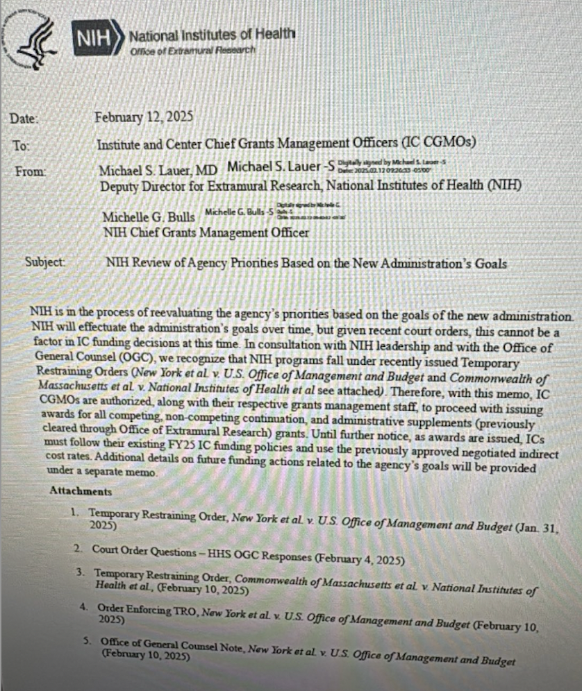 BREAKING: NIH admits funding freeze is illegal, will resume issuing grants