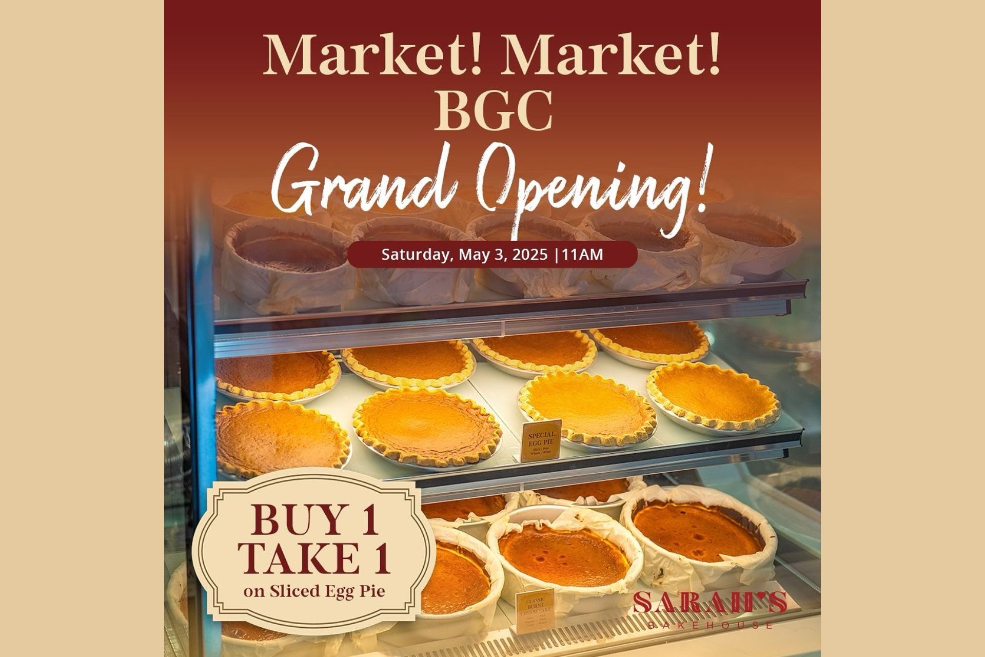 Sarah's Bakehouse opens Market! Market! branch with Buy 1 Take 1 promo