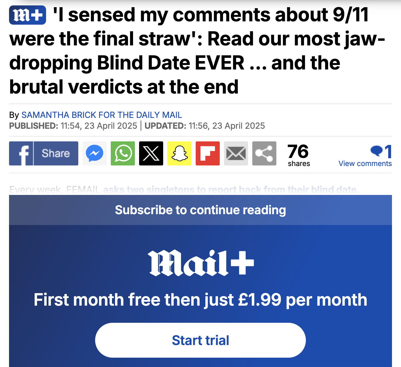 The Daily Mail Set Me Up - by Alison Hutchison - Seriasly