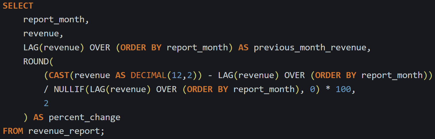 Calculating Percent Change Between Rows in SQL