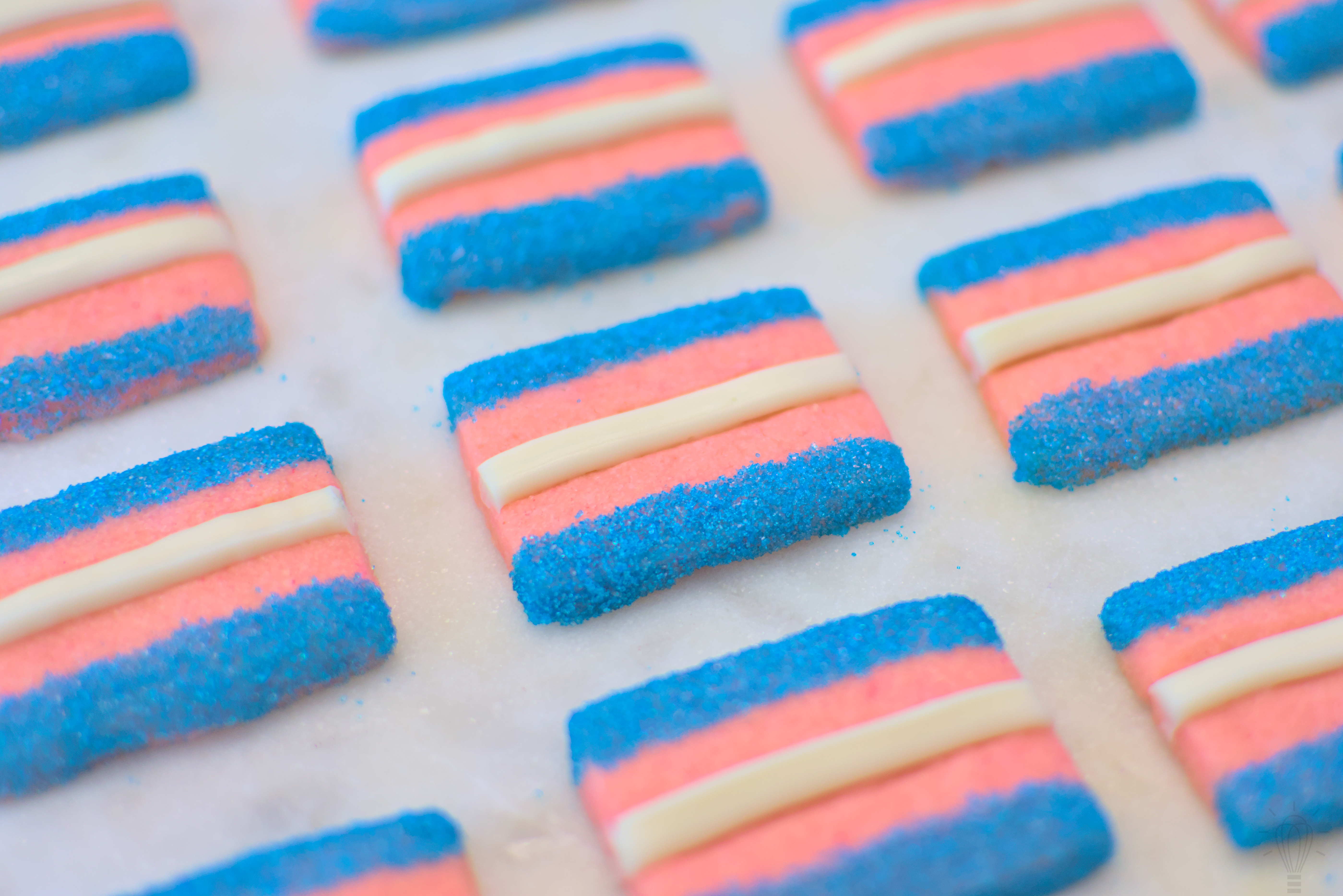 Guava & White Chocolate Shortbread Cookies (Transgender Flag Cookies)