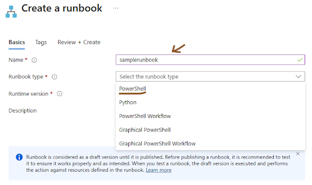 How to create a sample Azure Automation runbook