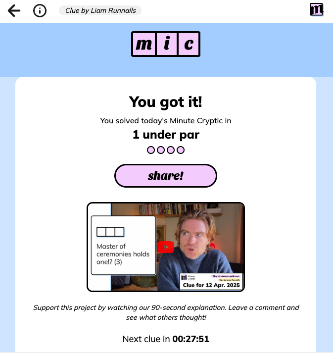 Case Study: Minute Cryptic - by Will from Hold!