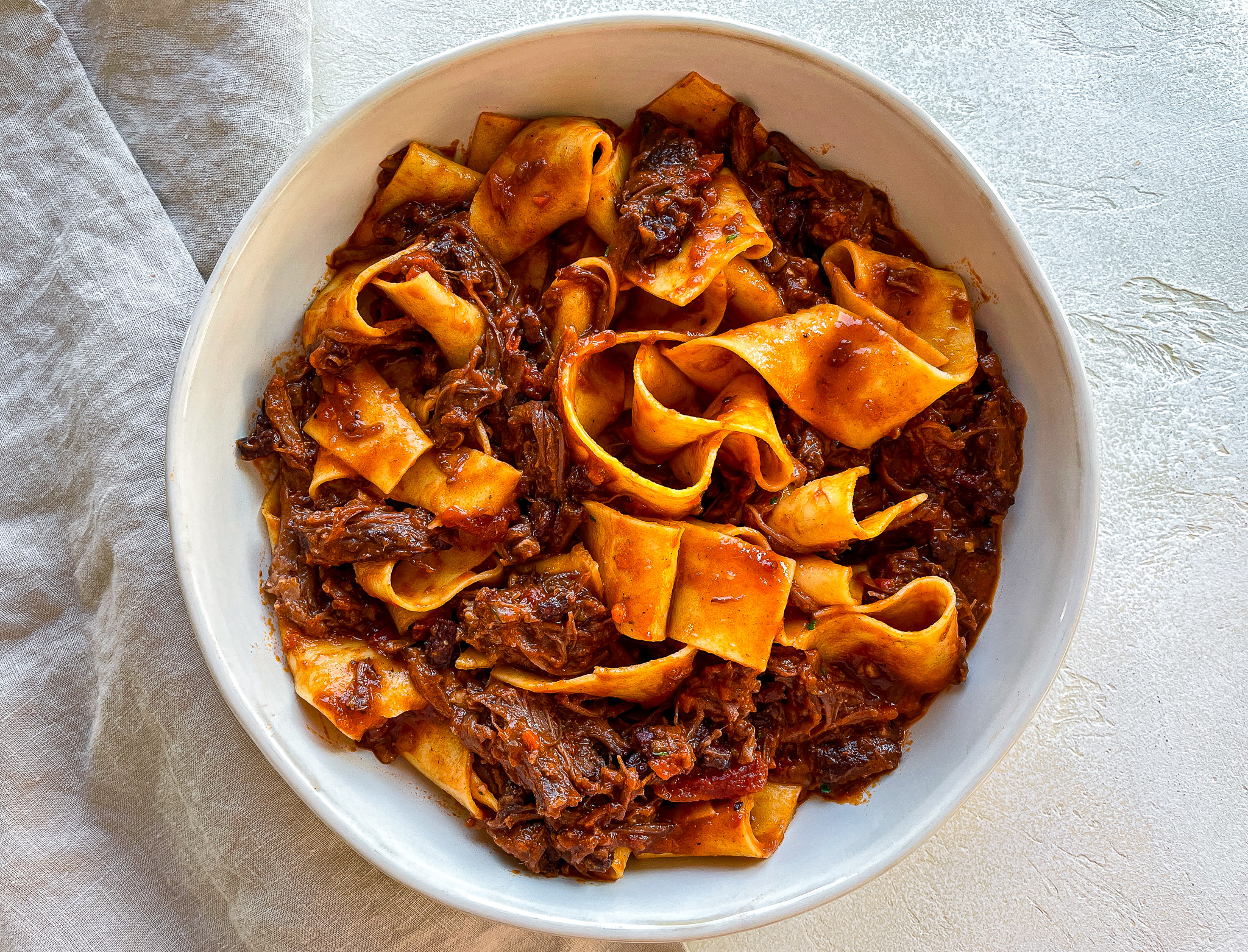 braised short rib & sausage ragù - by Meryl Feinstein