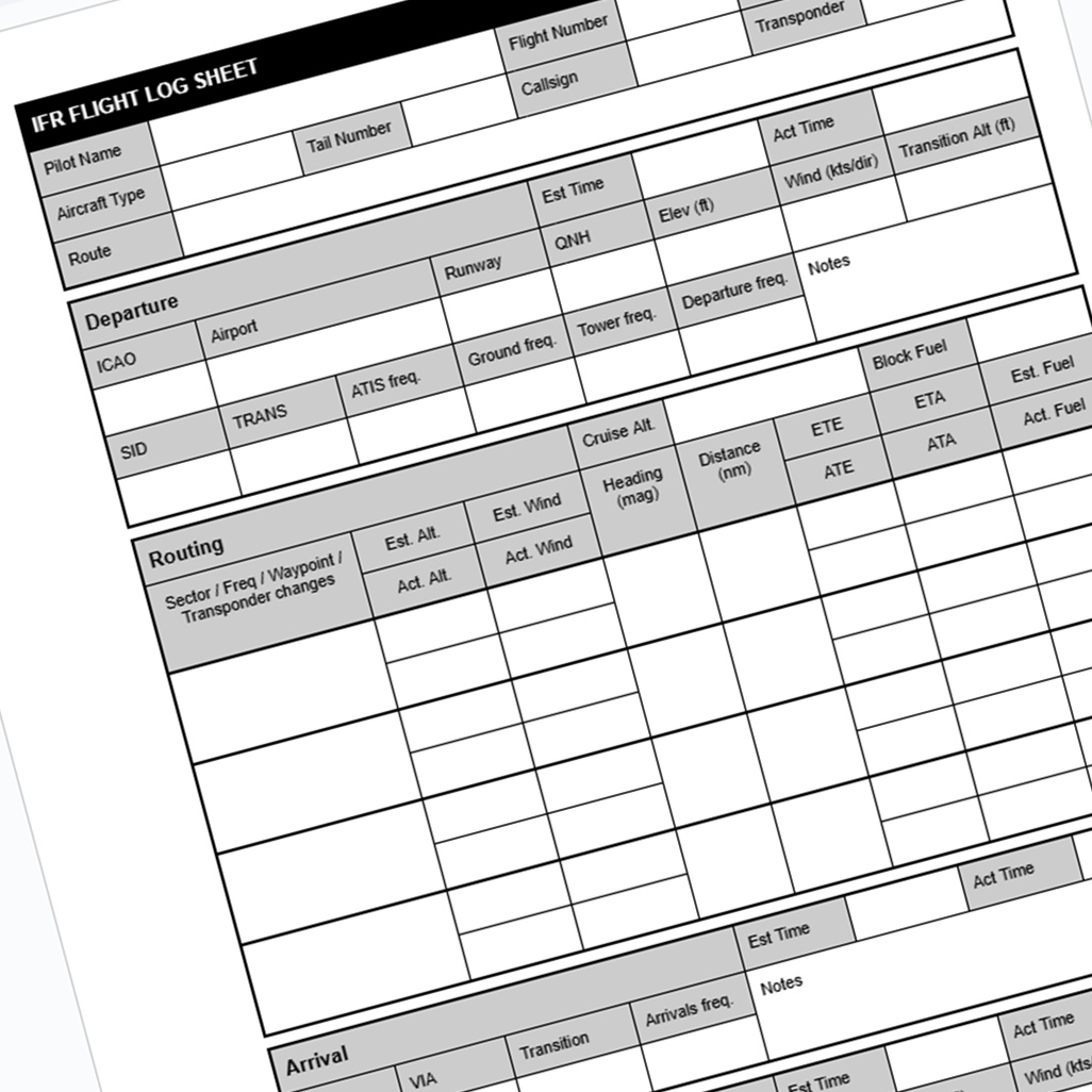 Printable IFR Navigation Log - Jonathan Beckett