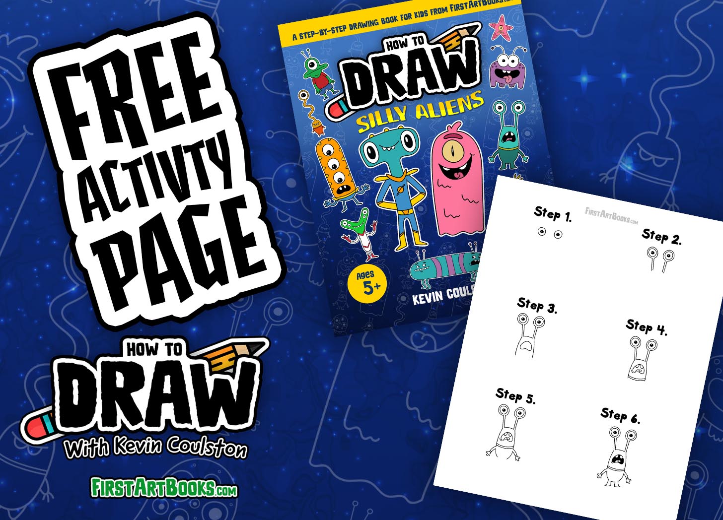 Free Activity Page: How to Draw a Cartoon Alien in 6 Steps | Fun Silly ...