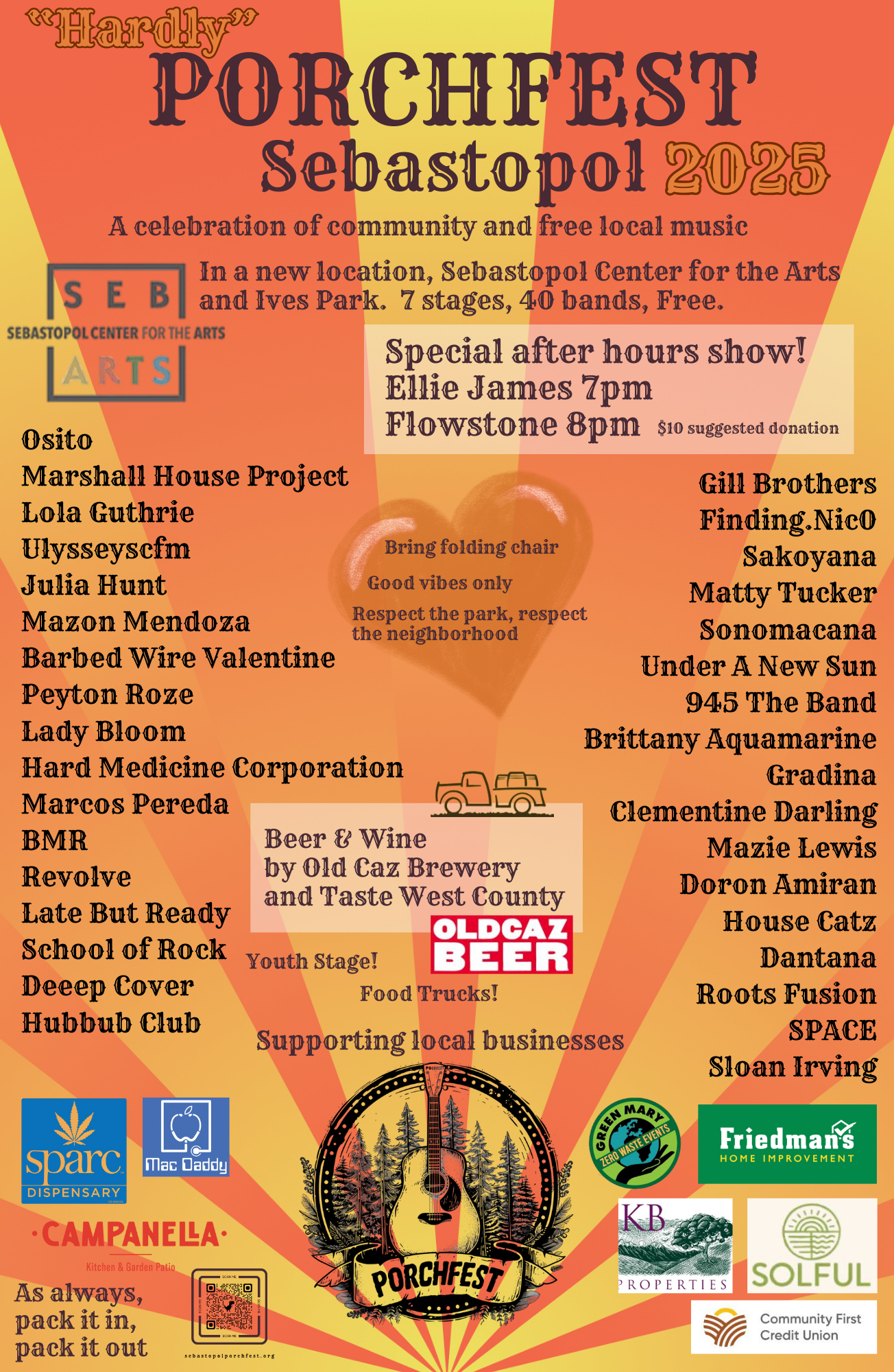 Lineup announced for Porchfest Sebastopol 2025 at Ives Park and SebArts