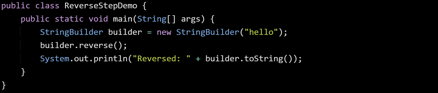 Reversing a Word or Sentence Using Java Code