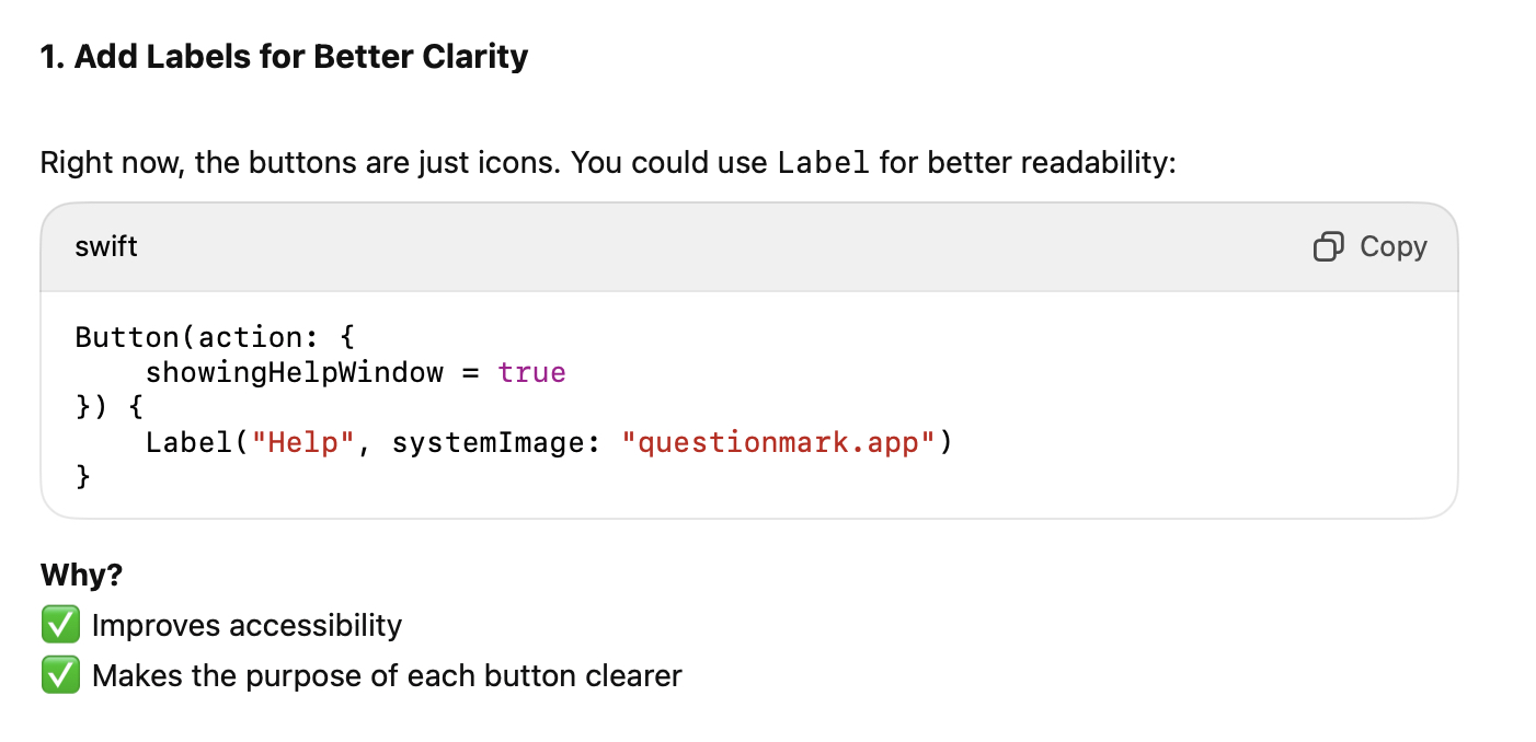 Using ChatGPT alongside Xcode