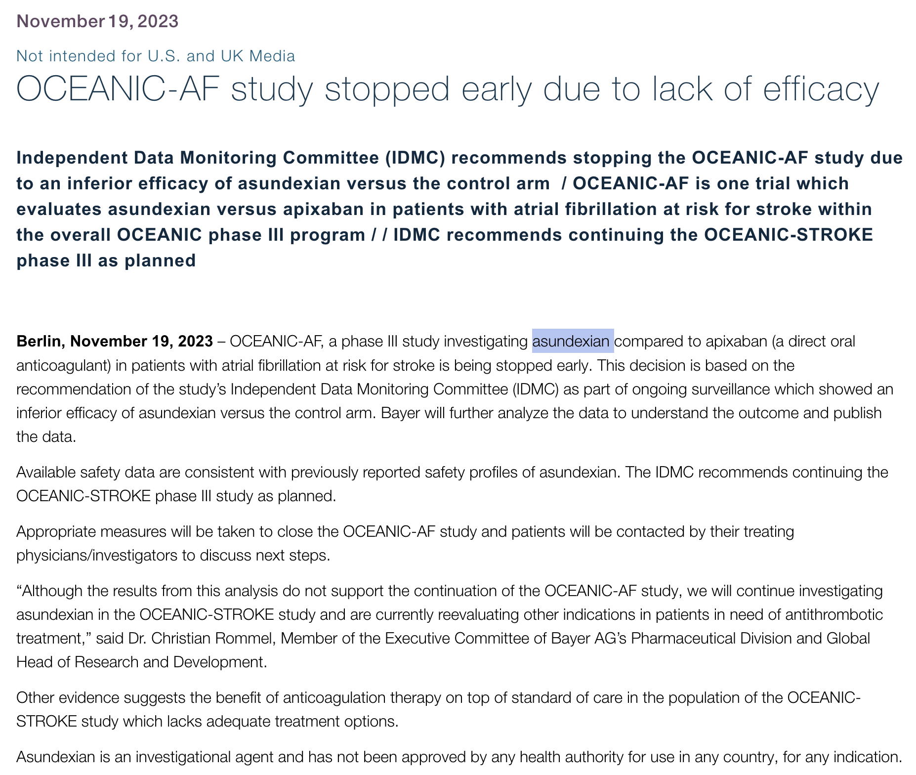 Major Trial in Atrial Fibrillation Stopped Prematurely