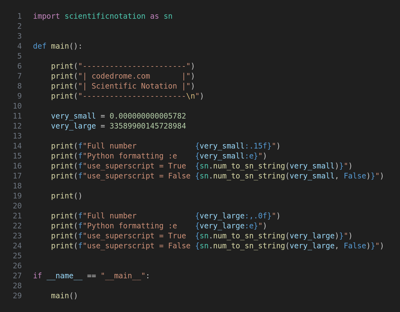 Scientific Notation in Python - by Chris Webb - CodeDrome
