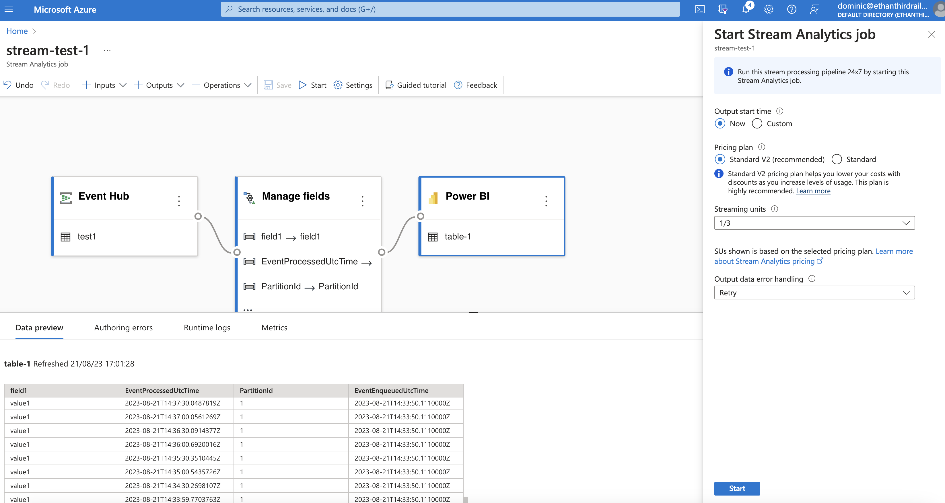 Using Azure Event Hub with Power BI for real-time analysis