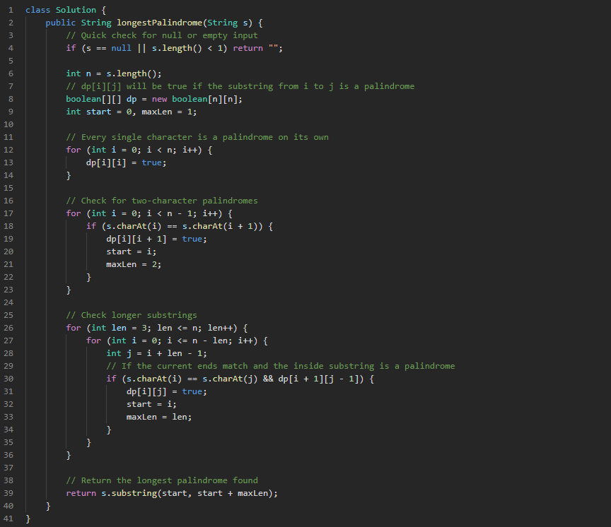 LeetCode #5: Longest Palindromic Substring — Solved in Java LeetCode #5: Longest Palindromic Substring — Solved in Java
