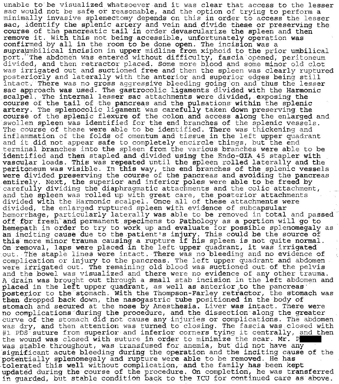 Professional Athlete Splenectomy - by Med Mal Reviewer