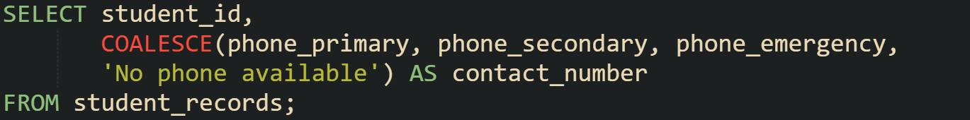 Using COALESCE to Pick the First Non Null Value