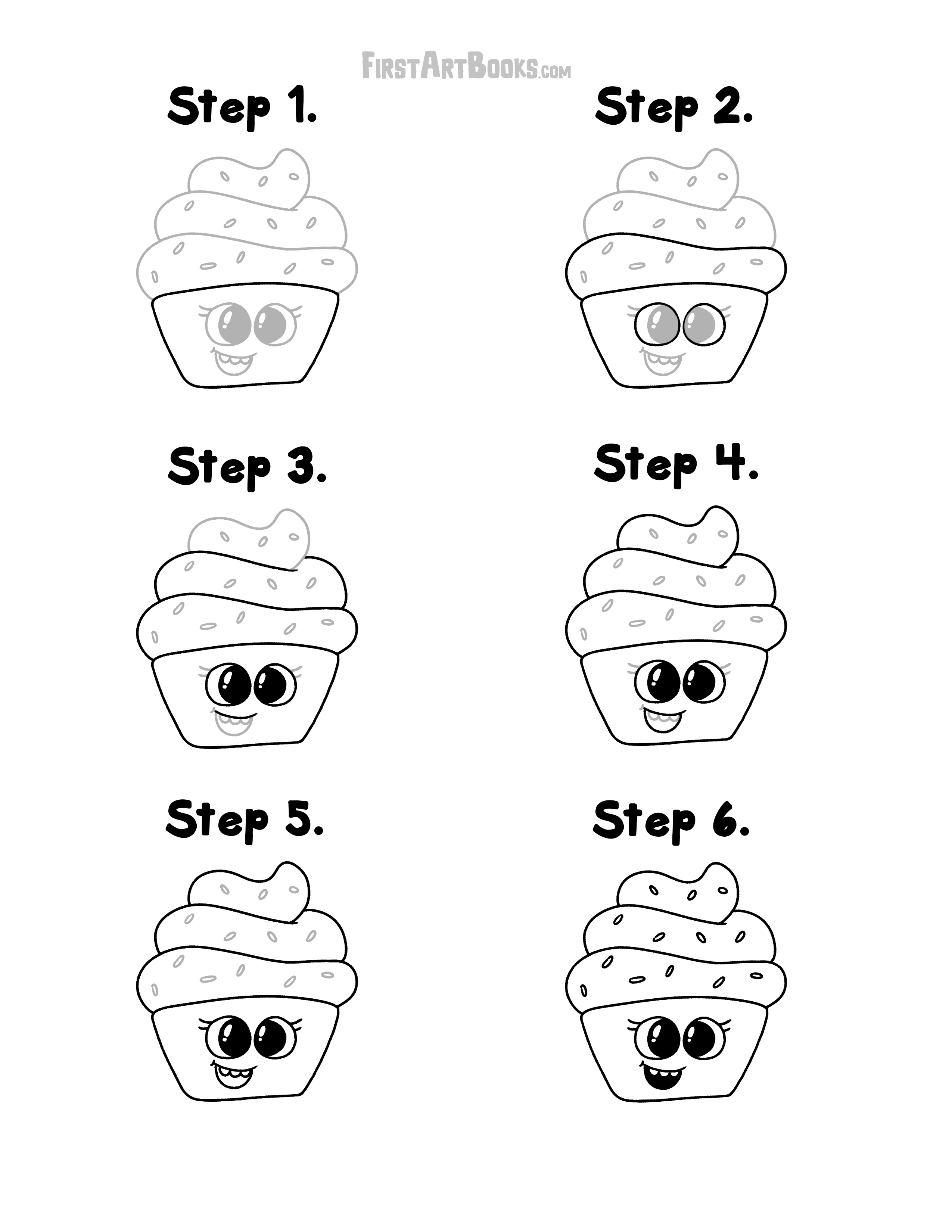 Free Activity Page: How To Draw A Cute Cupcake | Adorable Food Drawing ...