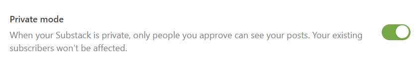 How to turn on Private mode for your Substack