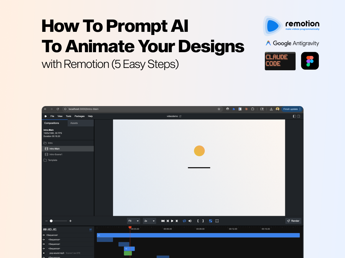 How To Prompt AI To Animate Your Designs 🎥: Remotion (5 Easy Steps)