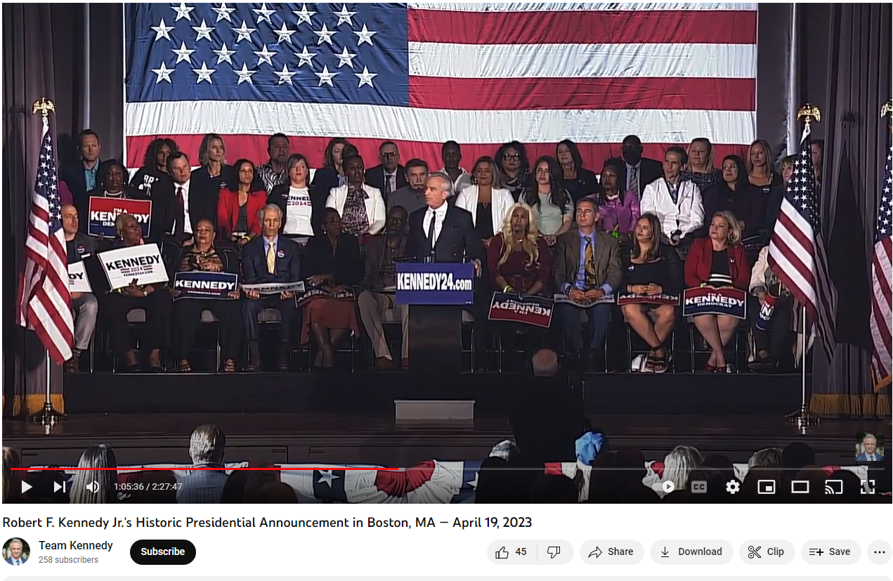 RFK Jr. speech launching his run for President