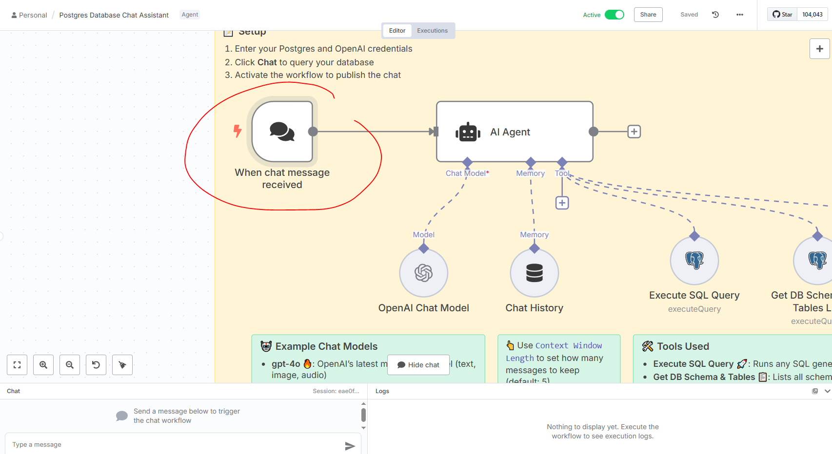 Chat with your database - Postgres Database Chat Assistant – Full Workflow Guide