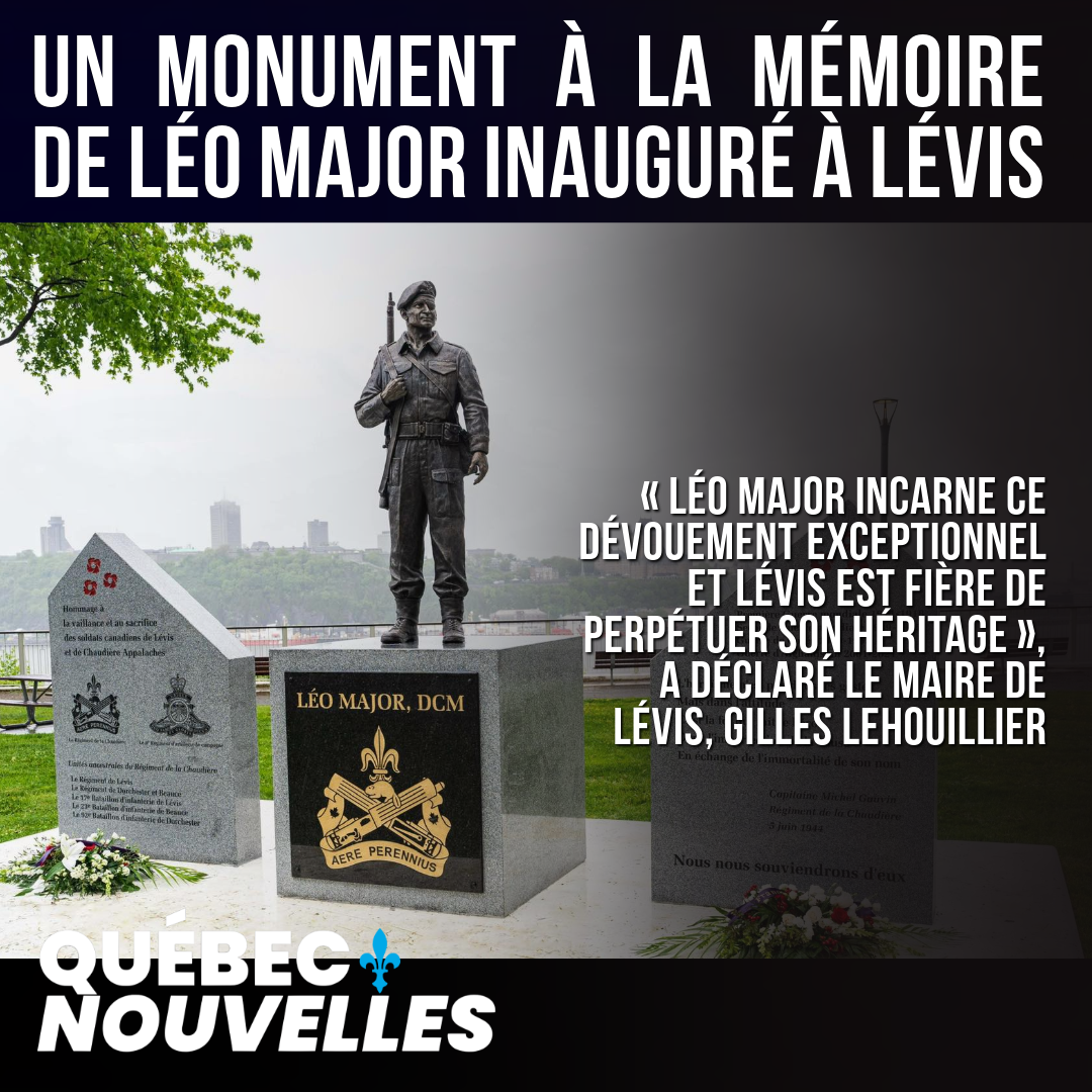 Un monument à la mémoire de Léo Major inauguré à Lévis
