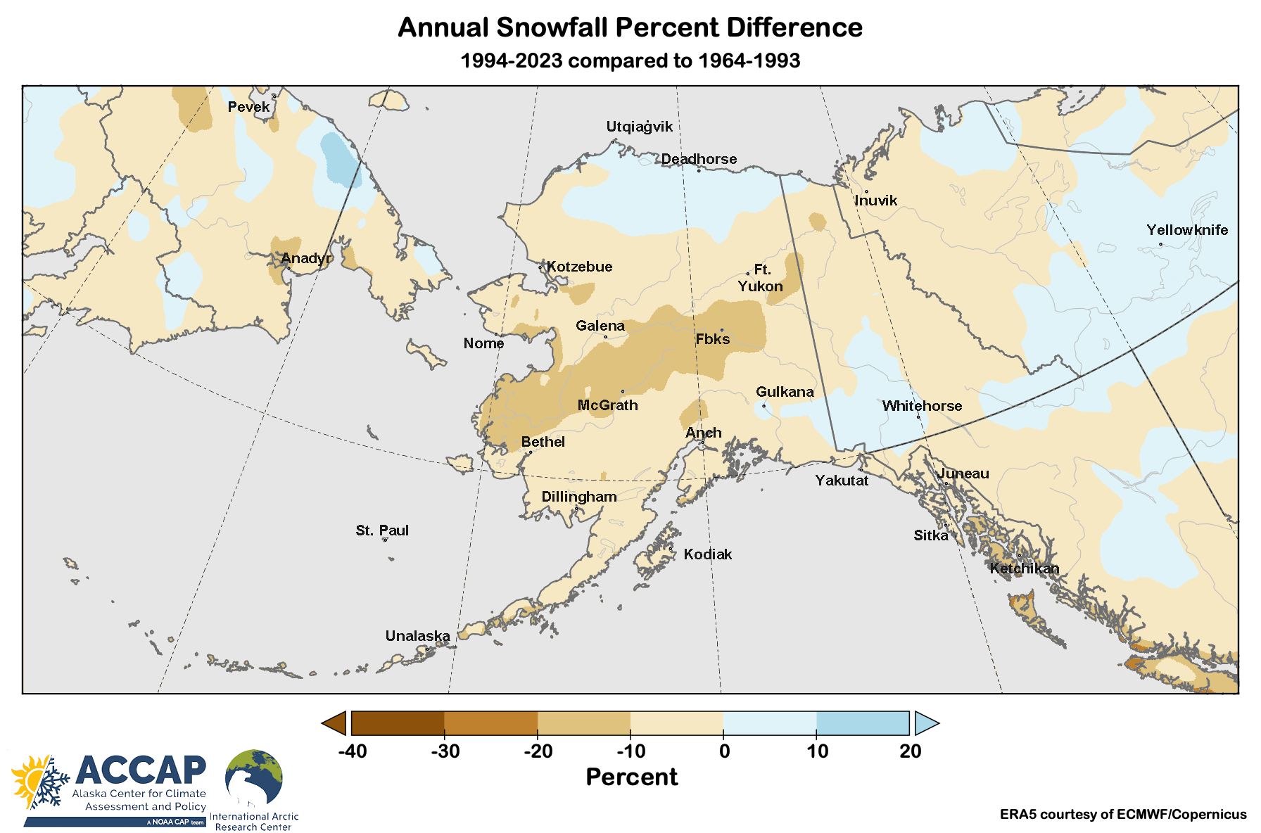 Alaska annual snow trends - by Rick Thoman
