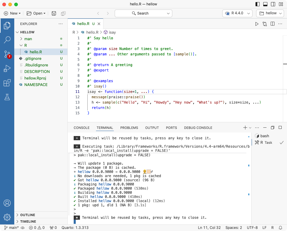 R package development in Positron - by Stephen Turner