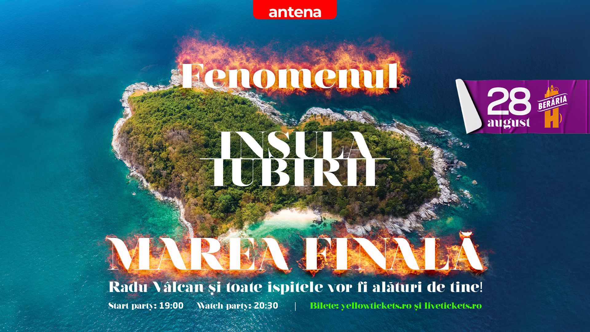 Finala Insula Iubirii se vede LIVE la Berăria H, pe ecrane gigant, cu mii de fani alături