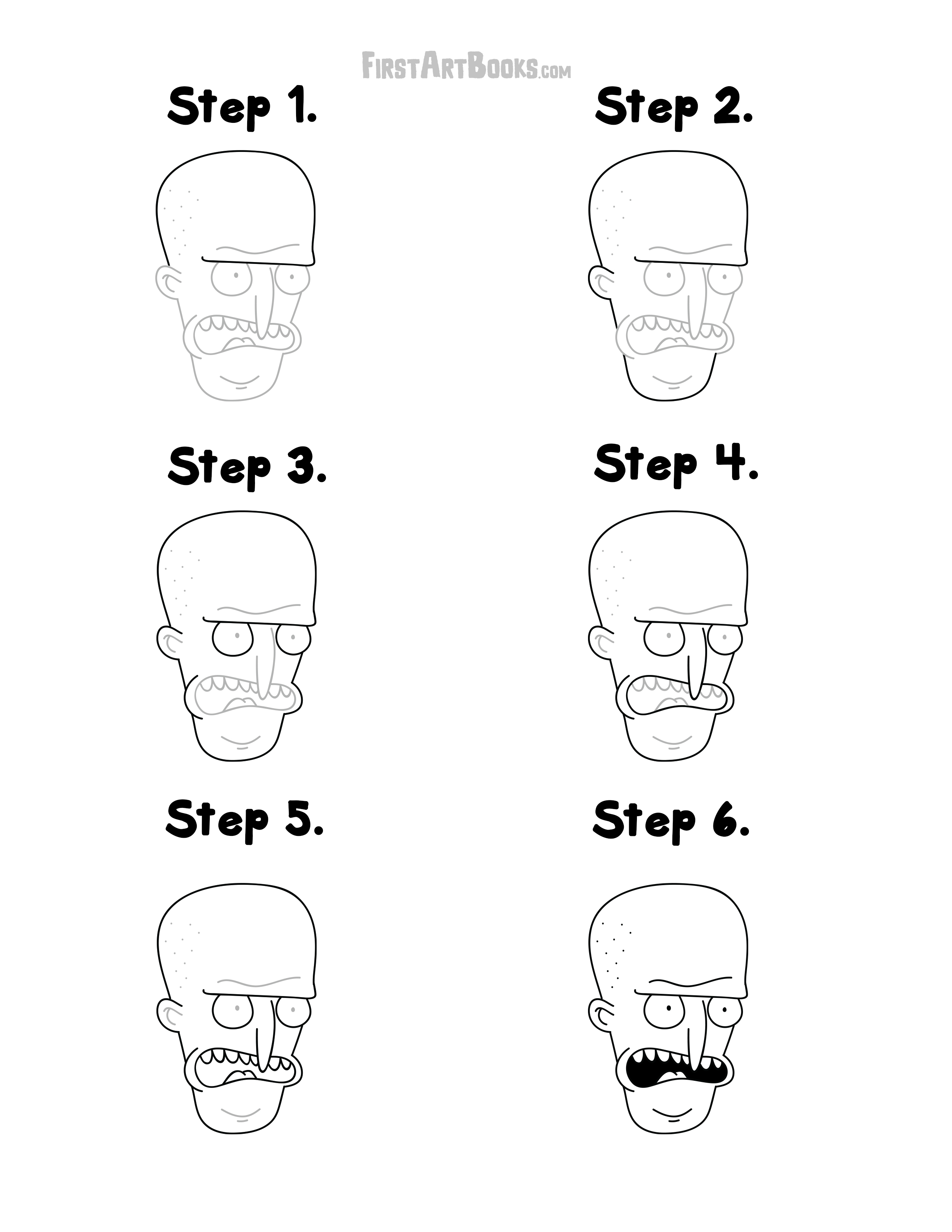 How To Draw An Angry Bald Man In 6 Easy Steps | Free Worksheet | Learn ...