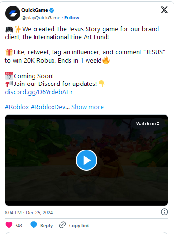 New ‘The Jesus Story’ Game Coming to Roblox Next Month