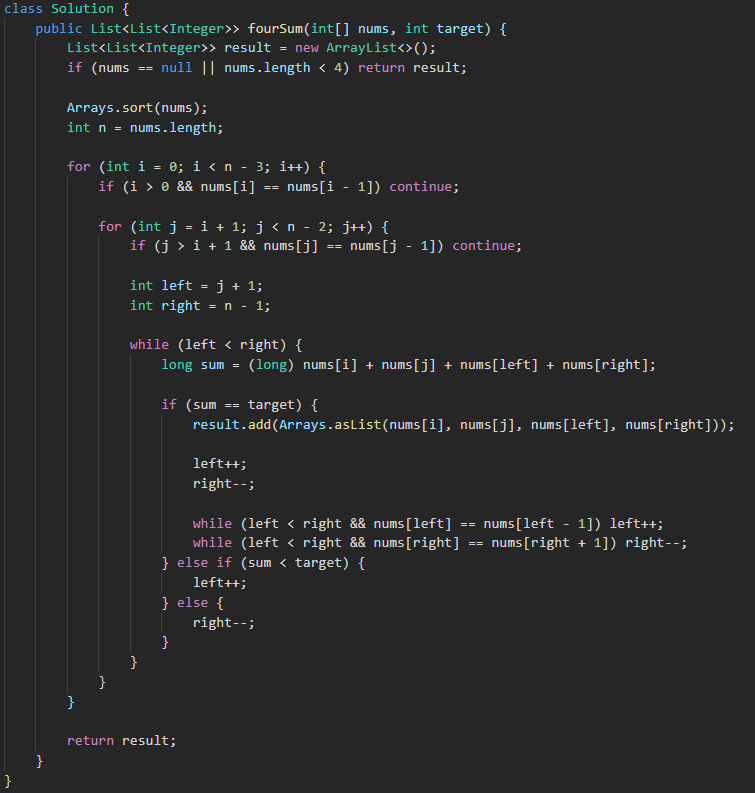 LeetCode #18: 4Sum — Solved in Java