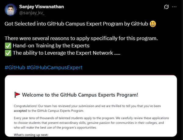 🎓 Become a GitHub Campus Expert - by Sanjay Viswanathan