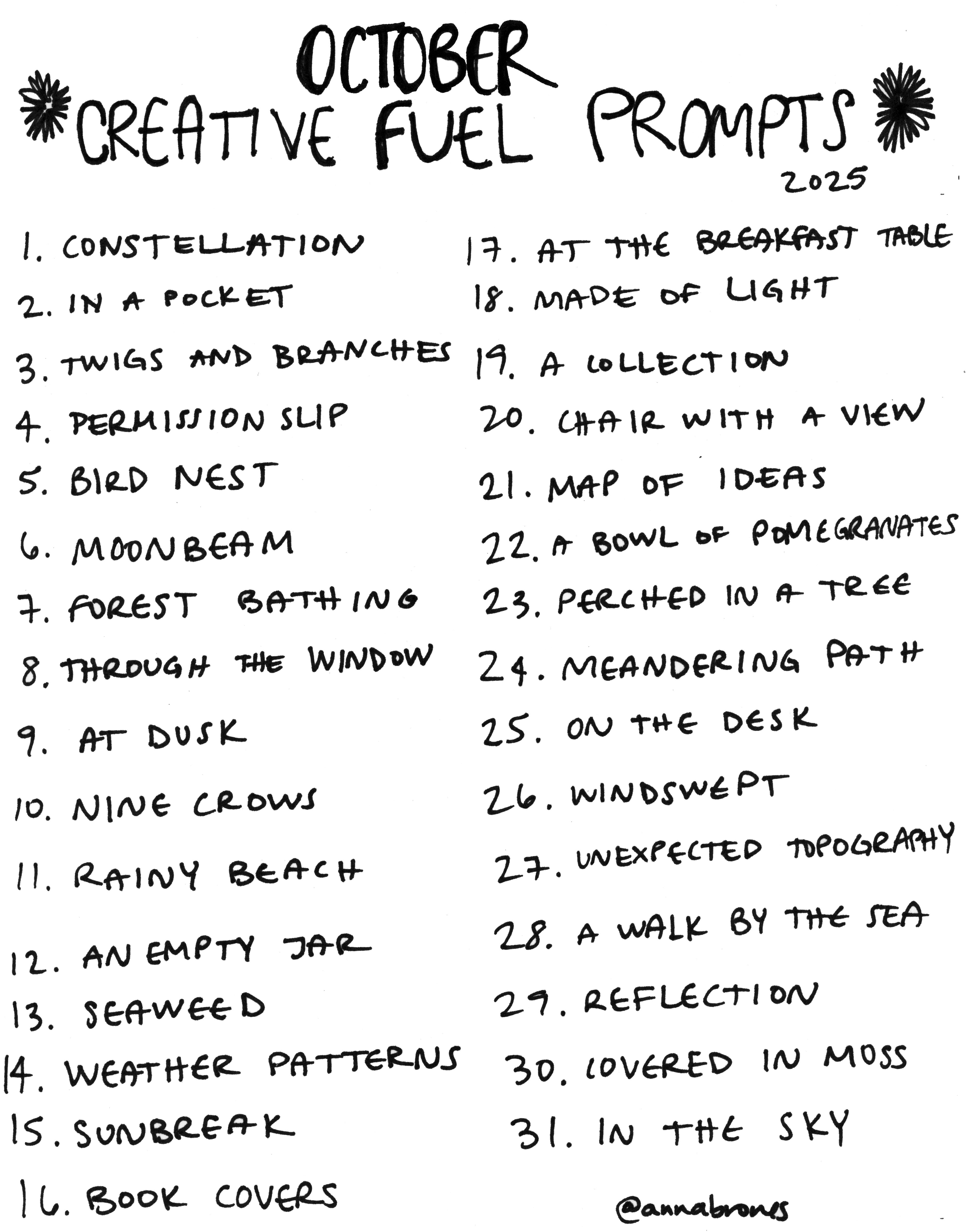 October Creative Prompts - Creative Fuel with Anna Brones