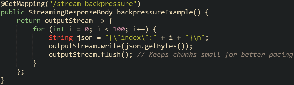 Streaming JSON Output in Spring Boot for Large Responses