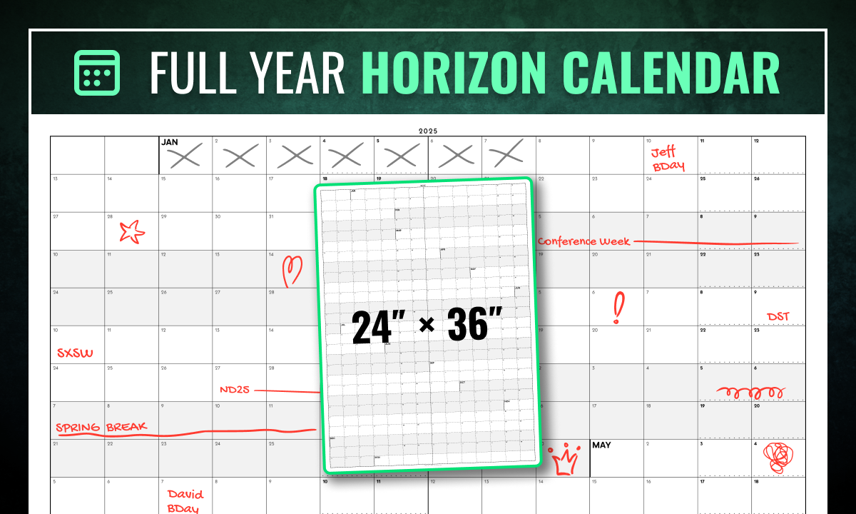 Full Year Horizon Calendar (2025) - by Jesse J. Anderson