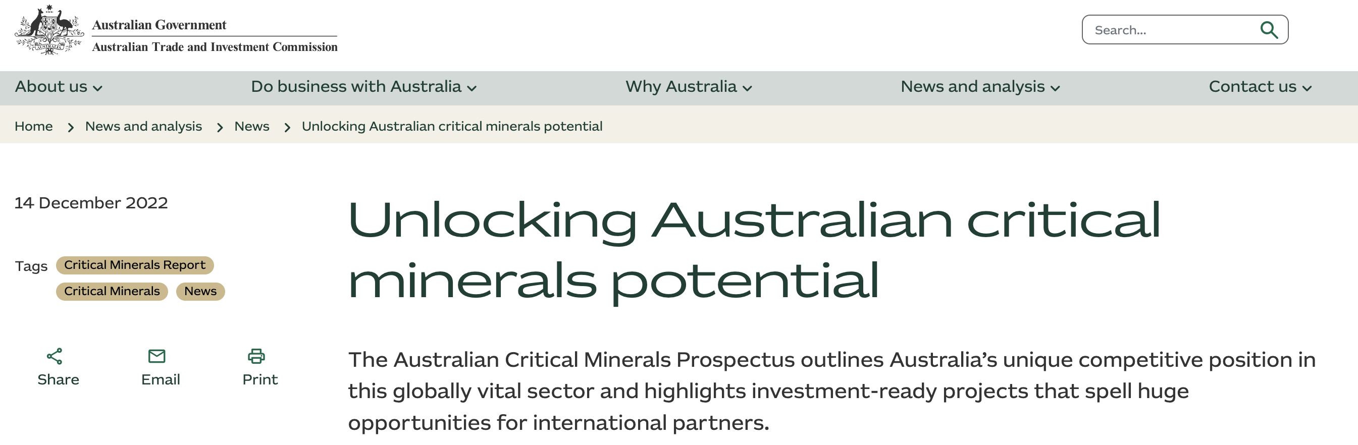Critical Mineral Mining Australia