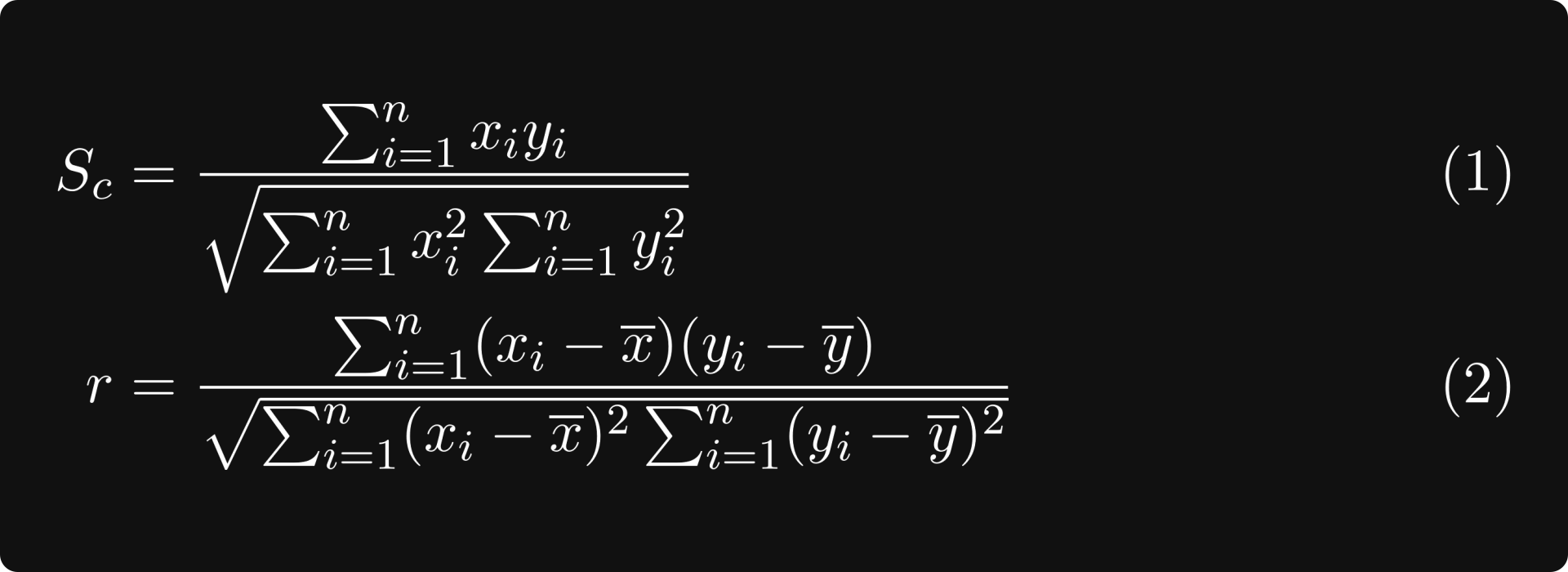 Correlation vs. cosine similarity