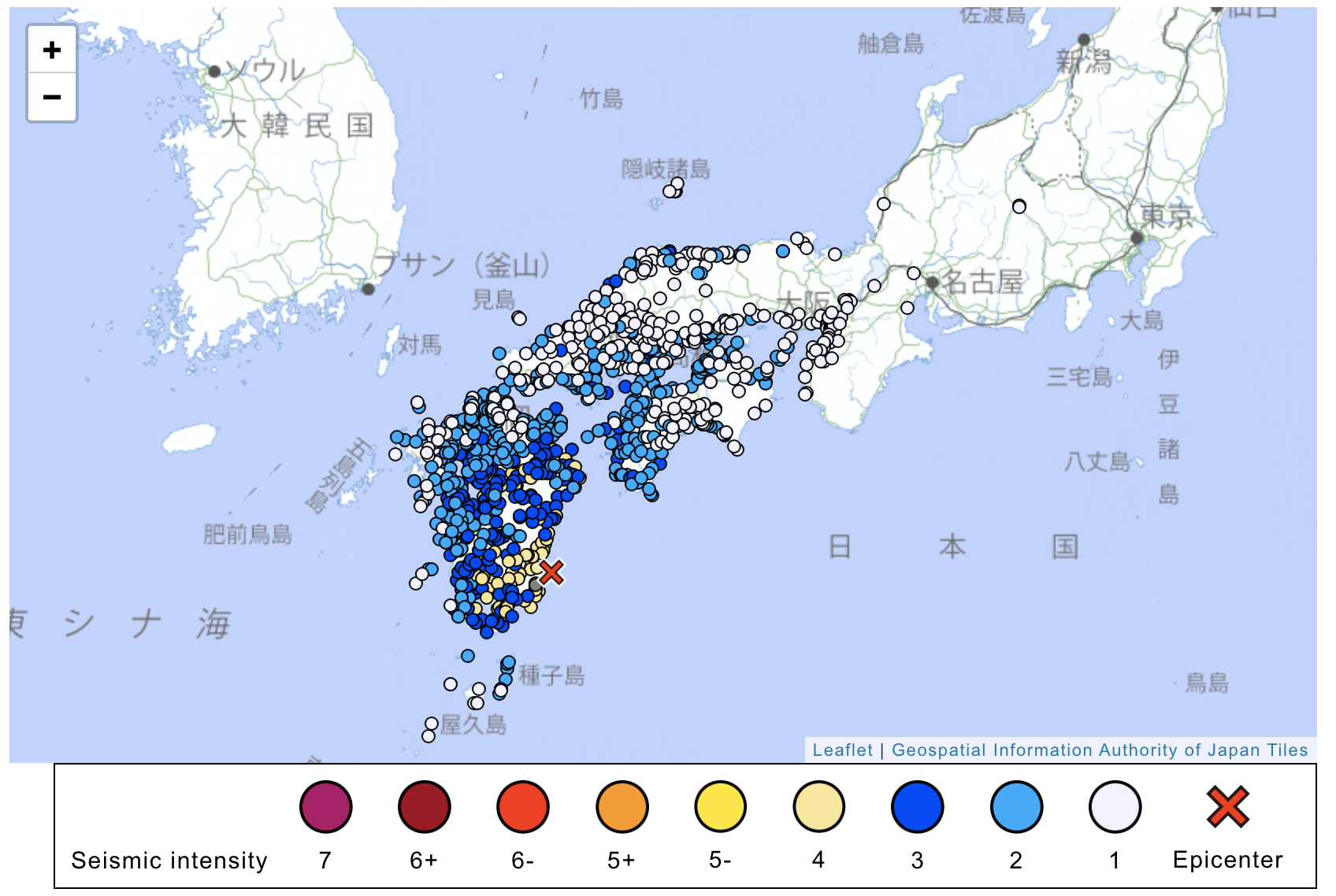 M6.8 earthquake shakes Kyushu, Japan