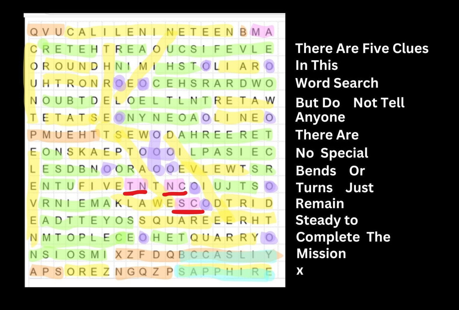 Word Search Secret Message in There's Treasure Inside