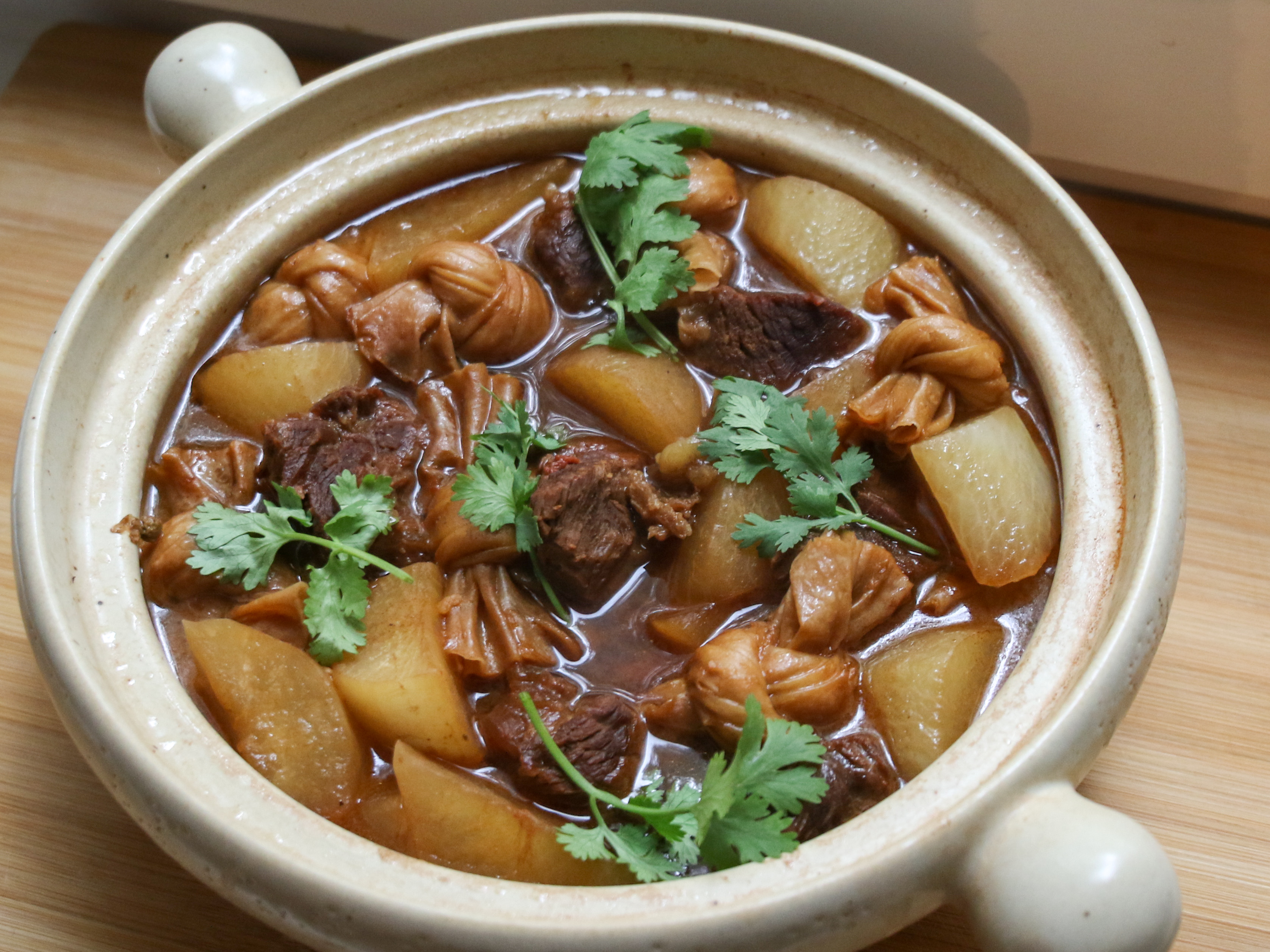 Beef Stew with Daikon Radish and Tofu Skin