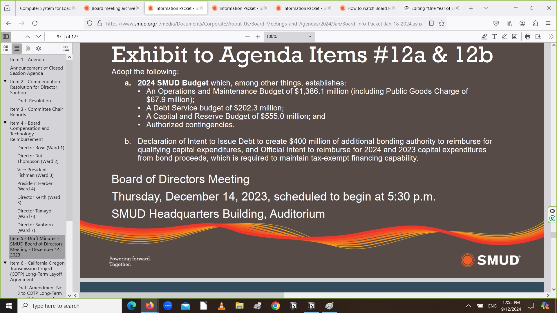 One Year of SMUD Board Meetings - Fair Oaks Civic Society