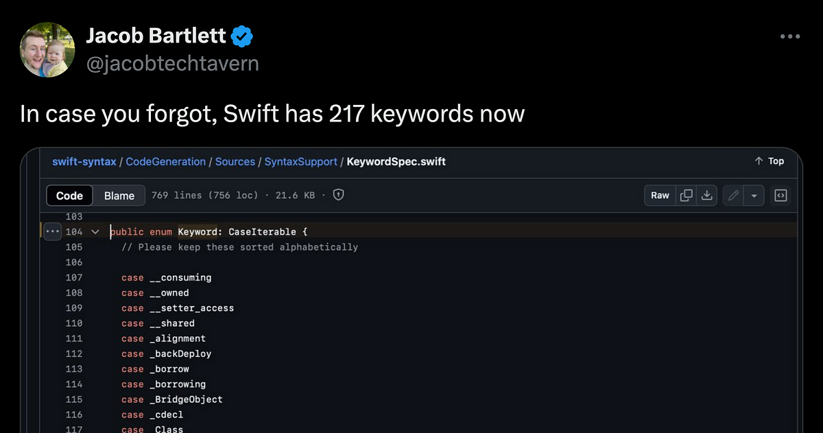 Apple is Killing Swift - by Jacob Bartlett