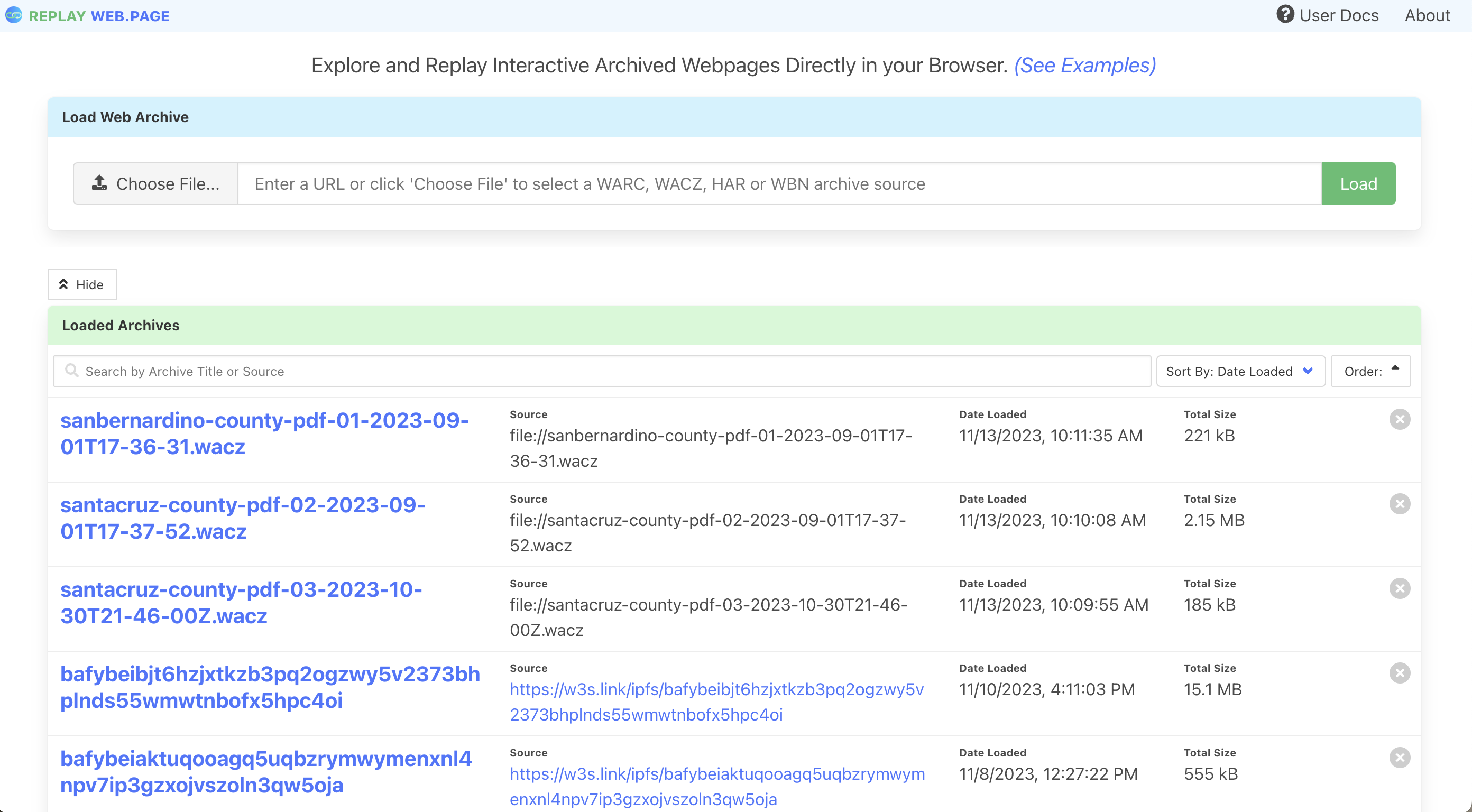 Authenticated Web Archives: WACZ Files