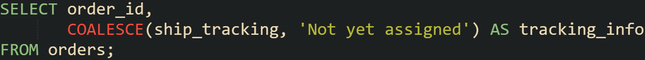 Using COALESCE to Pick the First Non Null Value