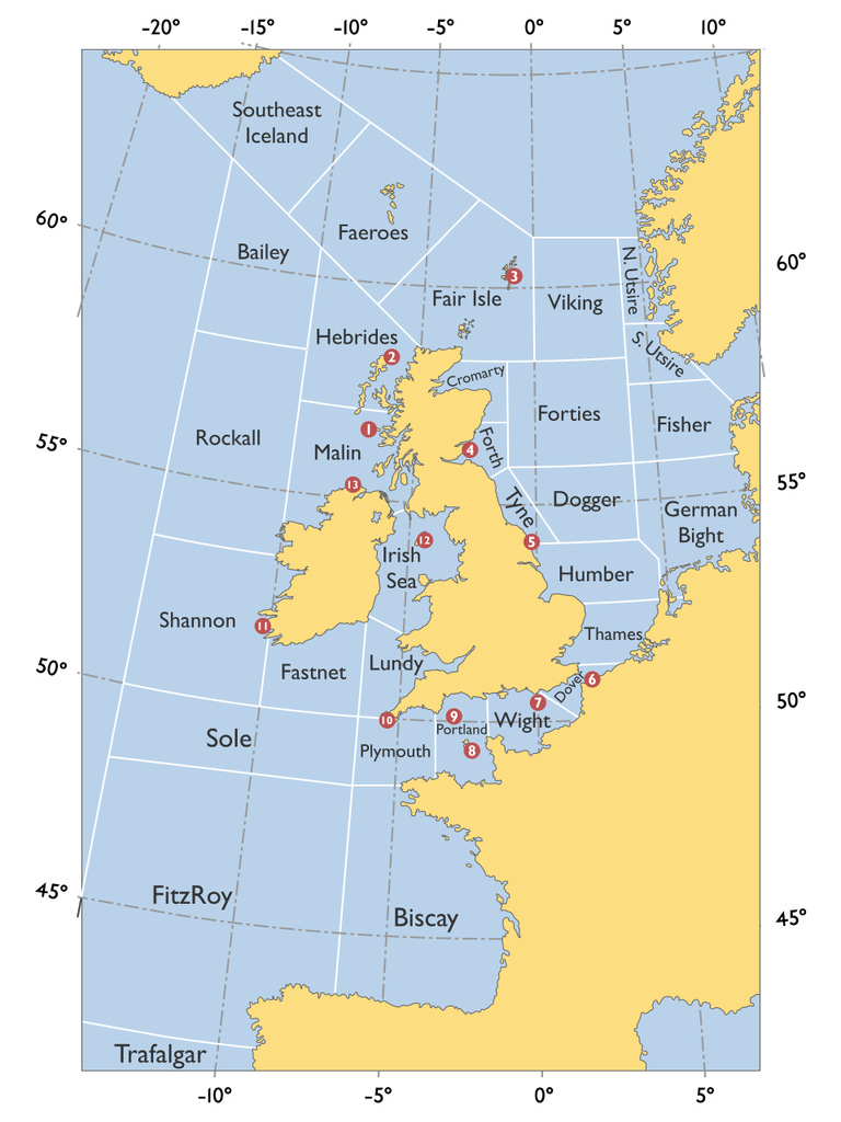 Where do the shipping forecast regions get their names?
