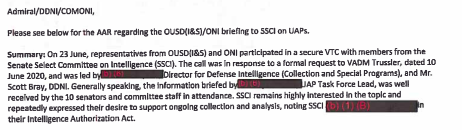 Timeline of U.S. Congressional Action on UFOs (2007 to Present)