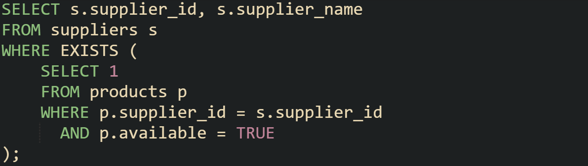 Using EXISTS for Fast Conditional Filtering in SQL