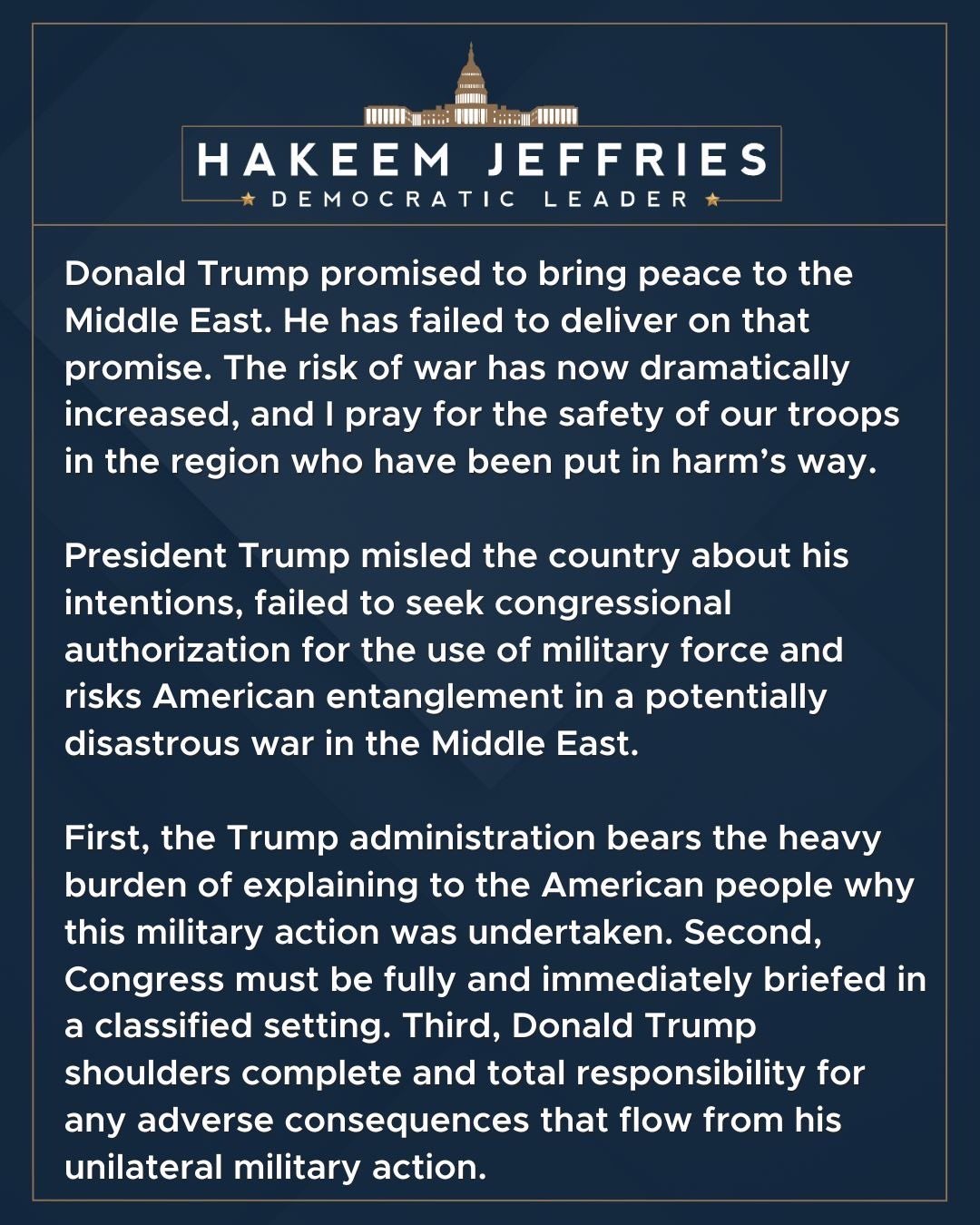 Ken Klippenstein (@kenklippenstein): "Hakeem Jeffries says “the risk of ...